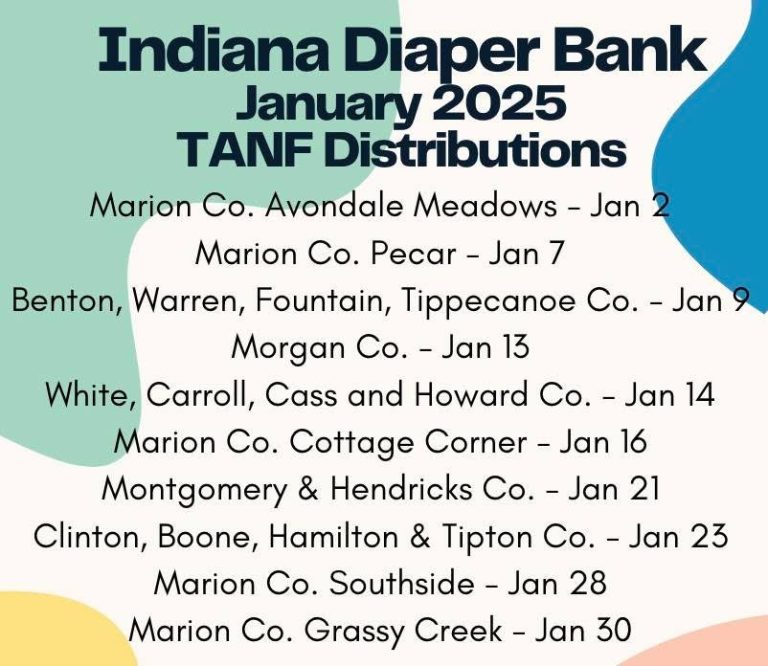 Indiana Diaper Bank Distributions Across Indiana For January 2025 ...