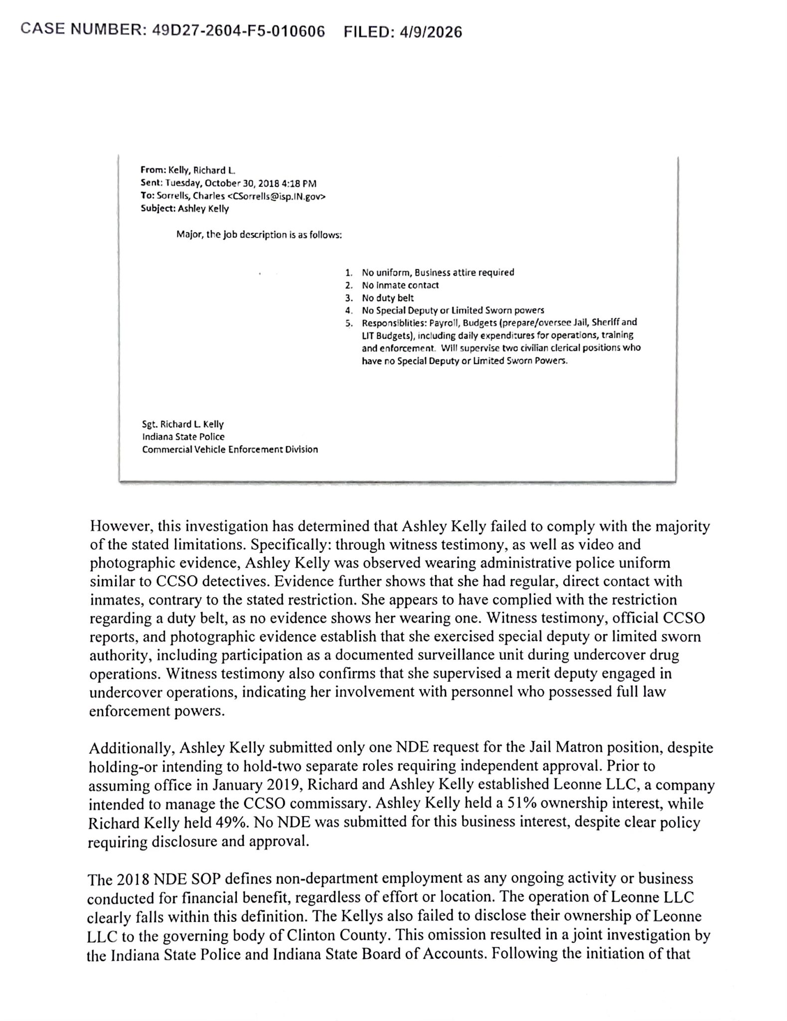 Indiana State Police Affidavit Alleges Jail Matron Ashley Kelly ...